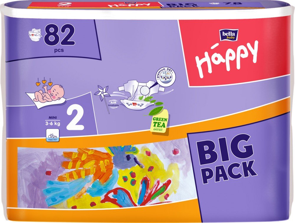 Značkové plenky Bella Happy velikosti 2 pro děti od 3 do 6 kg , Bella ...